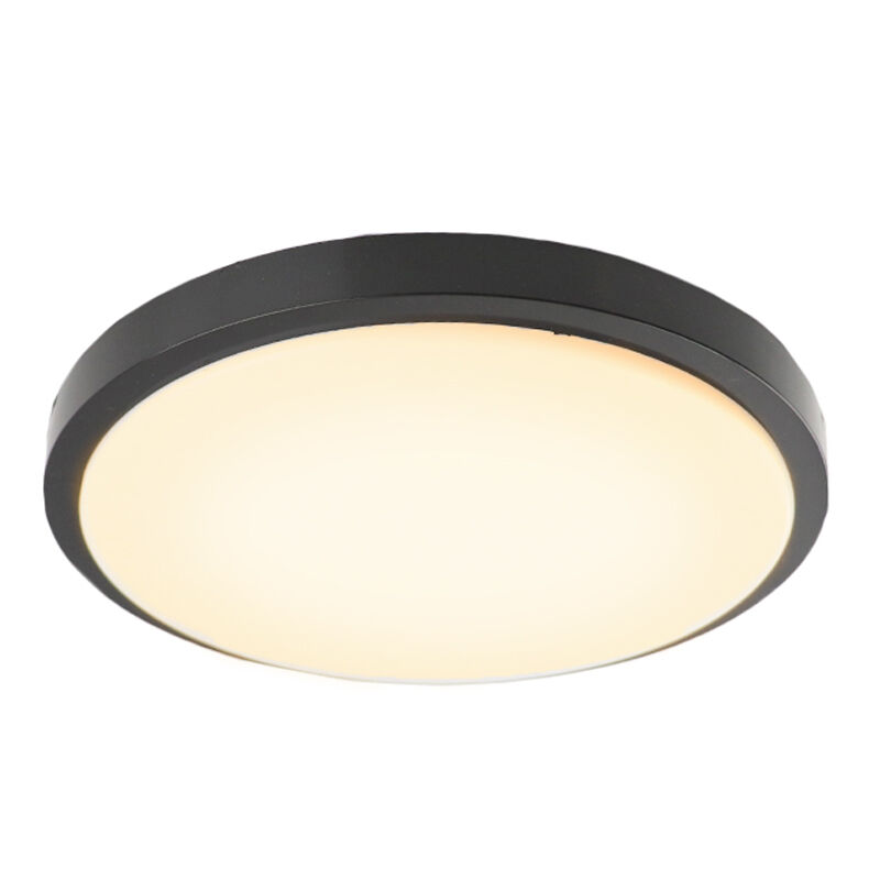 Black modern flush ceiling light plastic, Kos, 16W, 3000K LED | Lampgiant