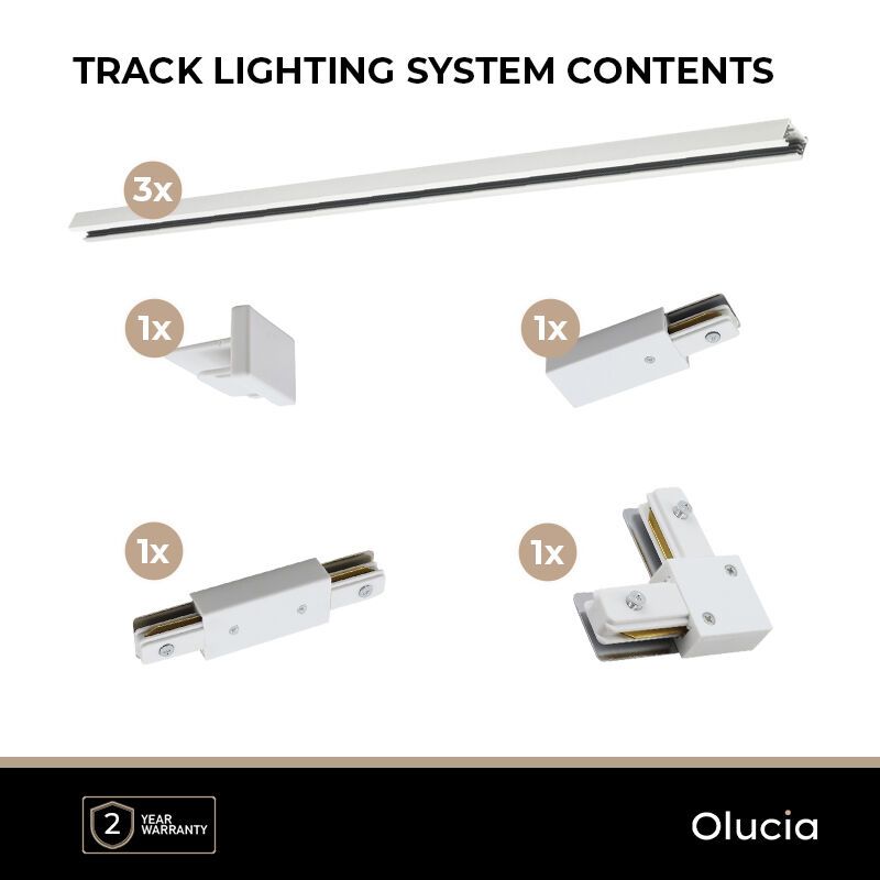 3M white 1 phase track lighting system with a corner + 5 Alco track ...
