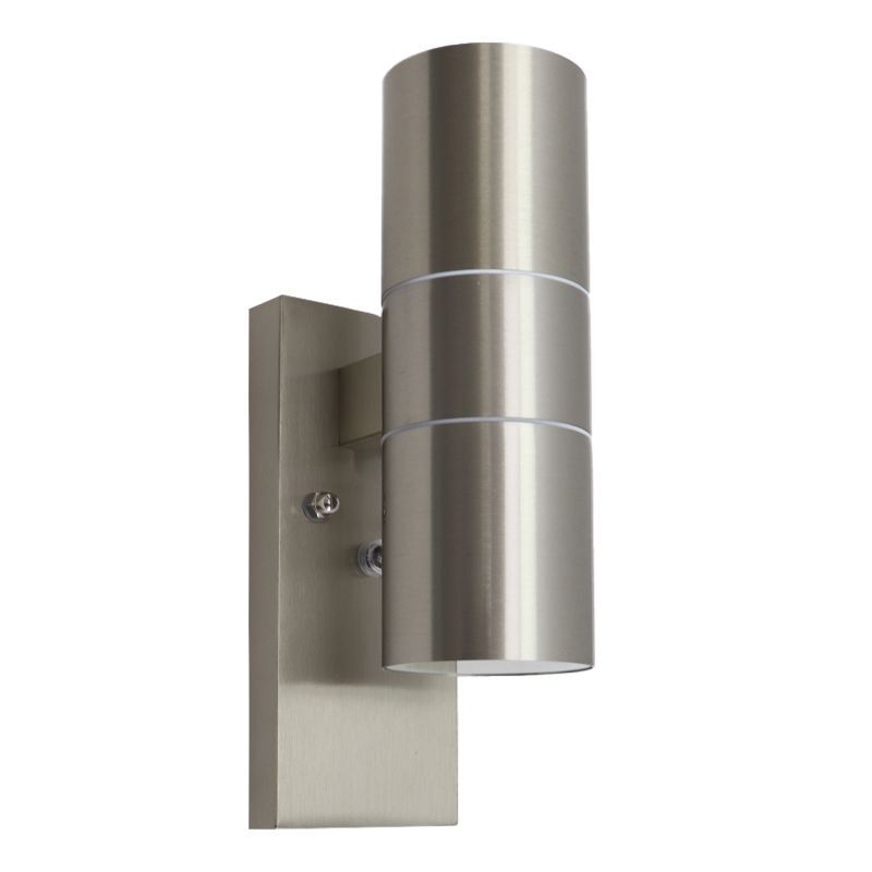 Modern outdoor wall light with dusk to dawn sensor silver, Pedro, IP44 ...