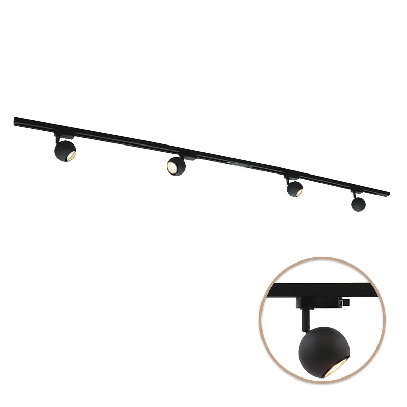 2M black 1 phase track lighting system + 4 Alco track spots | Lampgiant